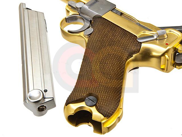 [WE-Tech] Full Metal Luger P08 8 inch Gold GBB Pistol [Gold] – Asiaairsoft
